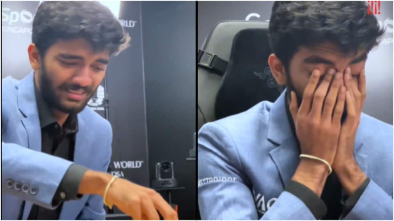 Watch: D Gukesh fails to hold back tears as he rearranges chess pieces ...
