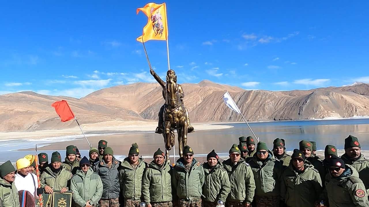 30-foot tall Chhatrapati Shivaji statue unveiled at Pangong Tso in Ladakh