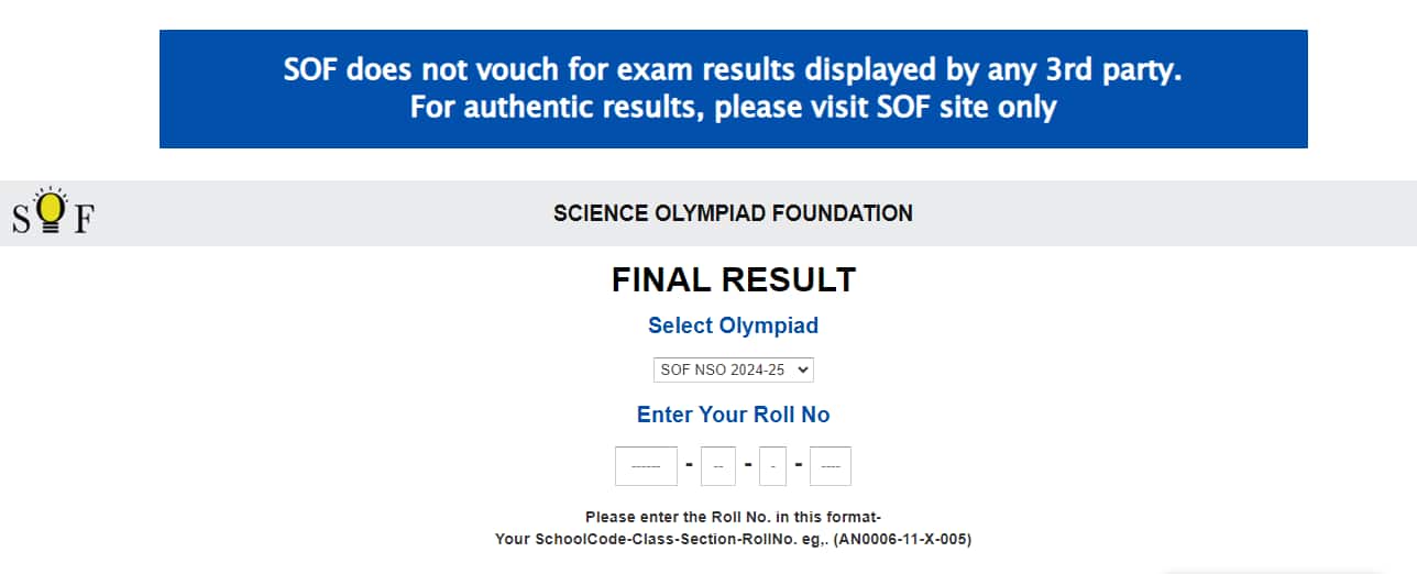 SOF NSO Results 2024-25 declared @ sofworld.org, direct link here