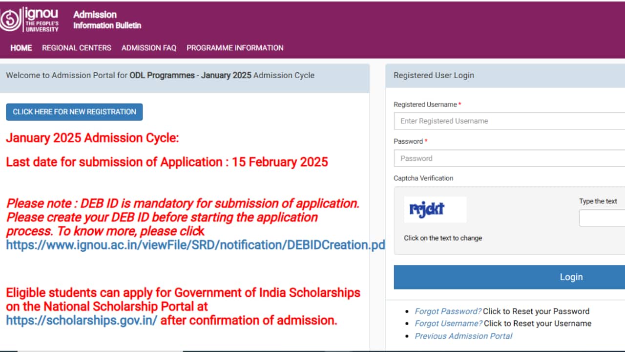 IGNOU Admission 2025: Registration Deadline Extended till Feb 15, link ...