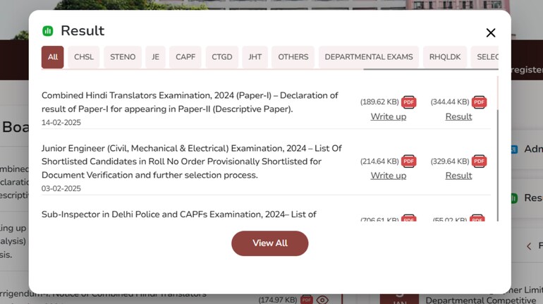 SSC CHT result 2025 Out for Paper 1, direct link here