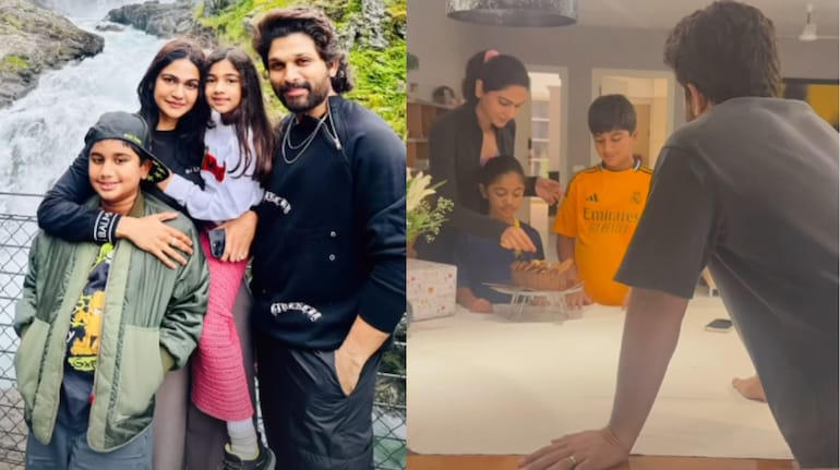 Allu Arjun hides his new look as he celebrates his son's birthday at ...