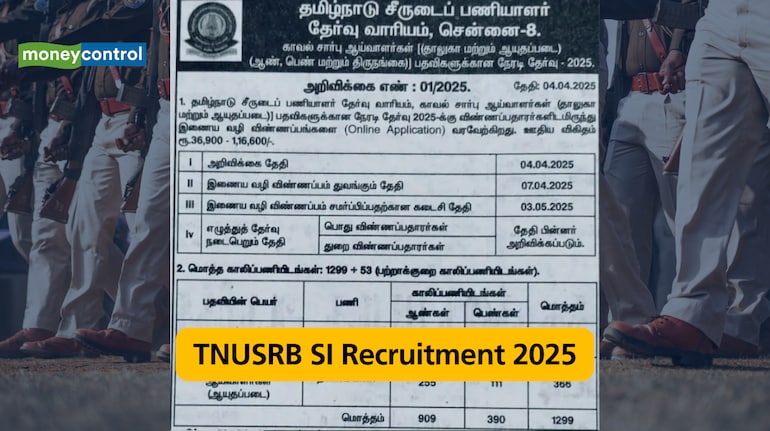 TNUSRB SI Recruitment Notification 2025: Apply here for 1,299 Sub-Inspector vacancies from April ...