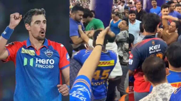Watch: Female fan thrashes spectator as brawl erupts during DC vs MI ...
