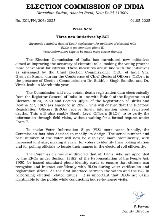 Election Commission launches three key reforms, links electoral rolls ...