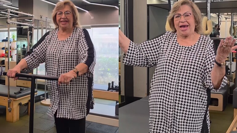 Veteran actress Helen performs Pilates at the age of 85, dances to ...