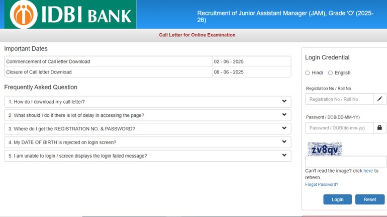 IDBI JAM Admit Card 2025 Released @ idbibank.in; direct link here
