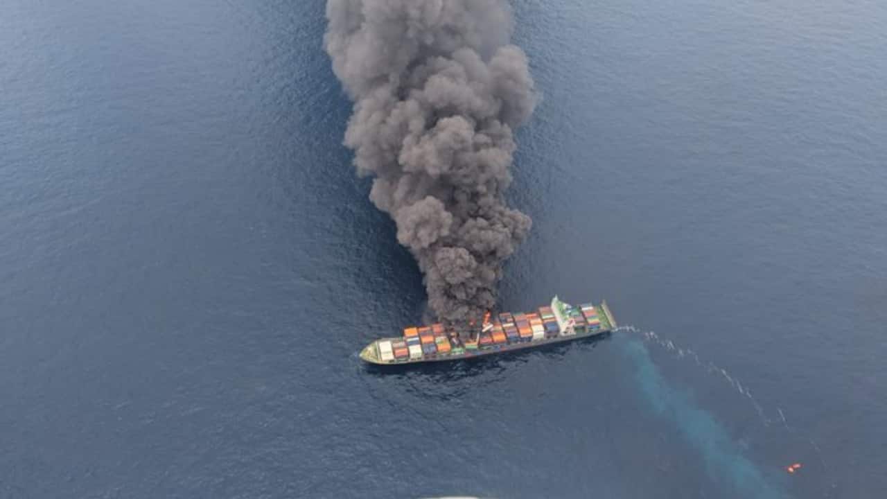 4 missing, 5 injured after massive fire & blasts on cargo ship off ...
