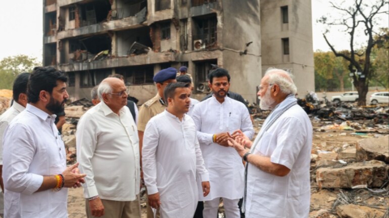 PM Modi shares pictures from Ahmedabad plane crash site