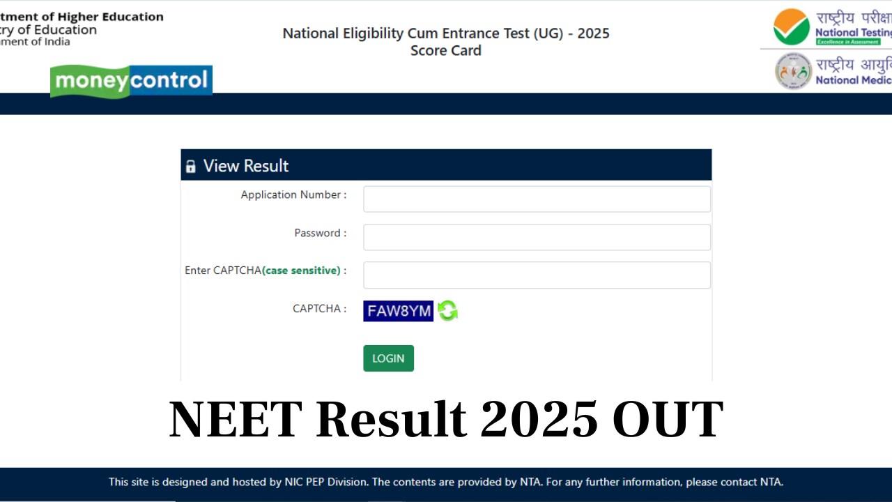 NEET Result 2025 (OUT) Live: NTA NEET UG Scorecard @ neet.nta.nic.in ...