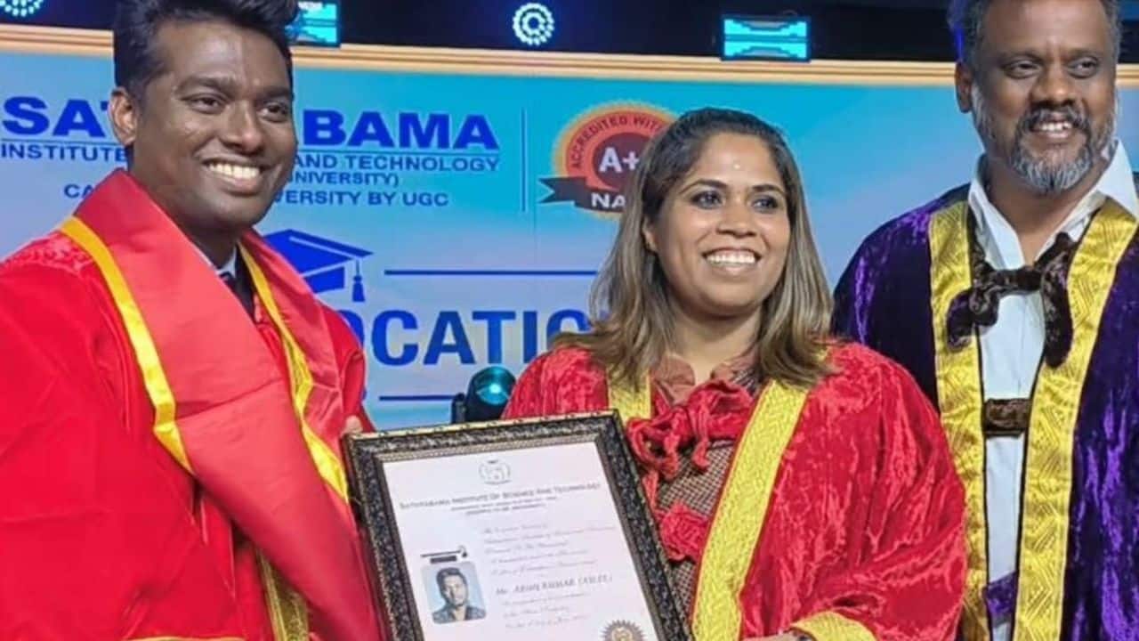 Filmmaker Atlee conferred with honorary doctorate, mentions family and ...
