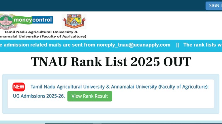 TNAU Rank List 2025 OUT at tnau.ucanapply.com; Direct link here