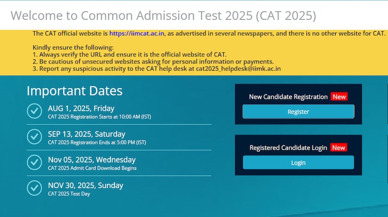CAT 2025 registration begins today at iimcat.ac.in: Check exam date, eligibility, registration ...