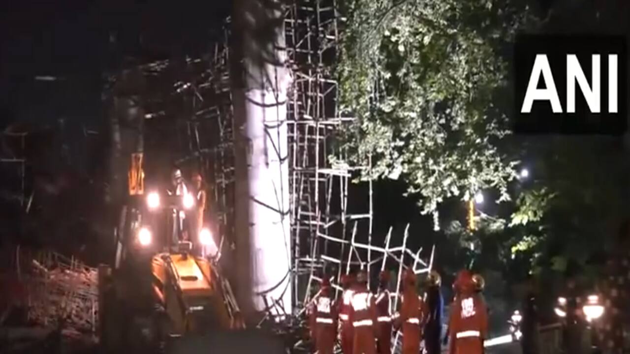 Under-construction structure collapses at Koradi temple gate in Nagpur ...