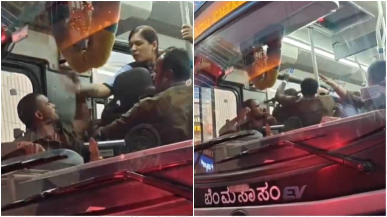 Bengaluru woman, BMTC bus driver argue, hit each other in viral video ...
