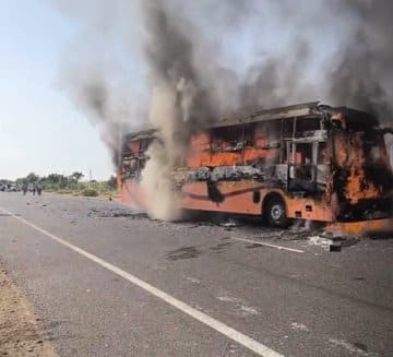 Jaisalmer bus fire: Jammed door trapped passengers, bodies being verified