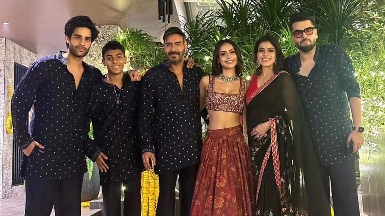 Kajol, Ajay Devgn twin in black as they share pics with children Nysa ...