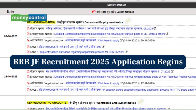RRB JE Recruitment 2025: Application begins for 2569 vacancies; check ...