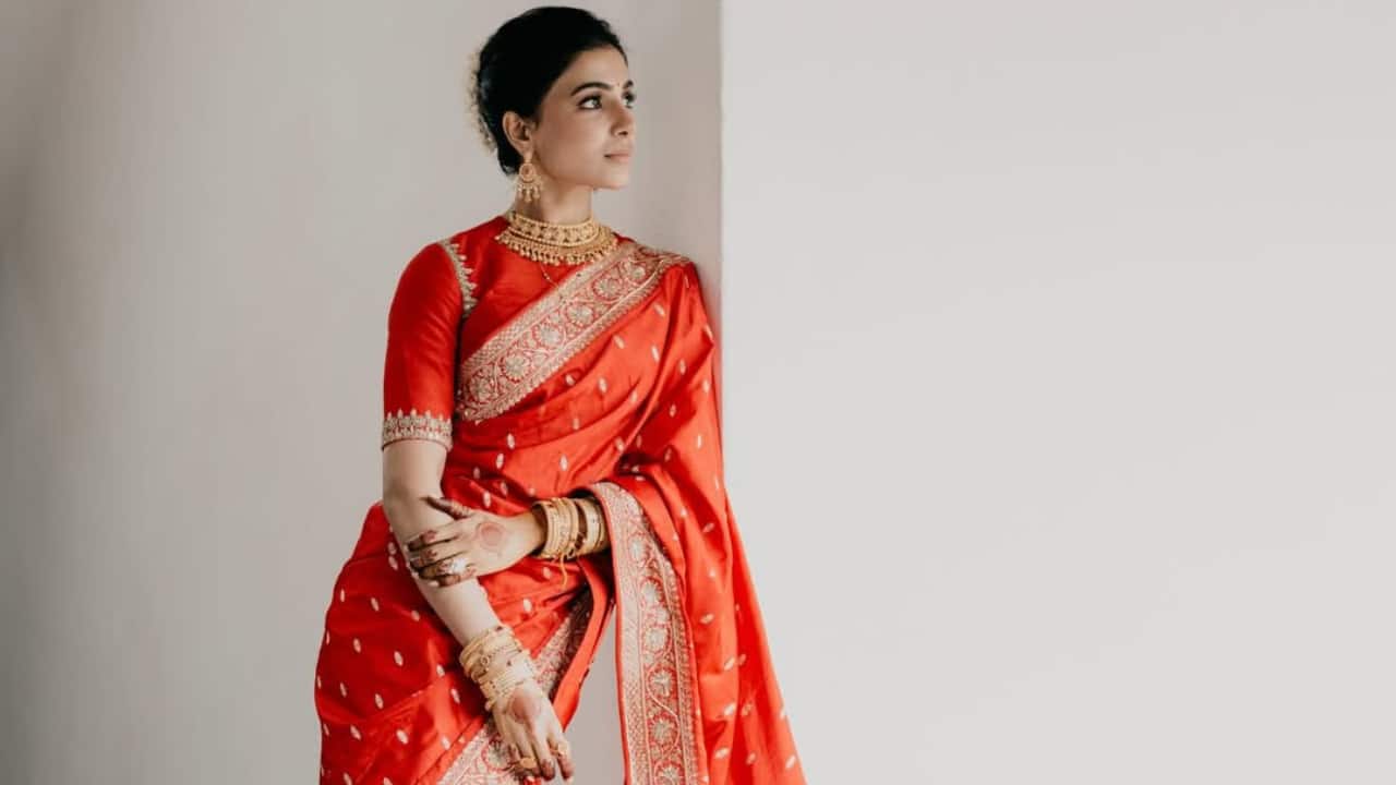 PICS: Samantha Ruth Prabhu stuns in custom red Banarasi saree at ...