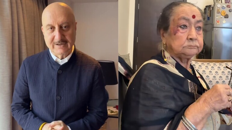 Anupam Kher shares a sweet video of his injured mother, says "Mujhse ...
