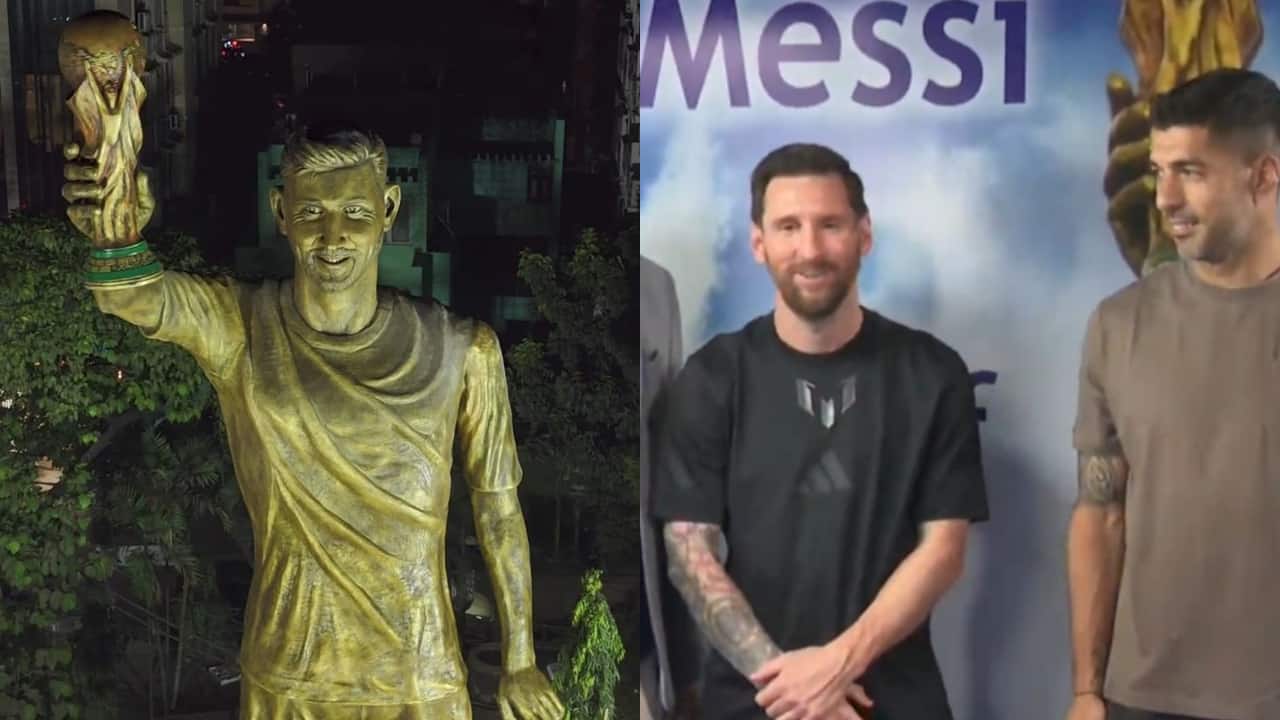 Lionel Messi unveils 70-foot statue at Lake Town in Kolkata
