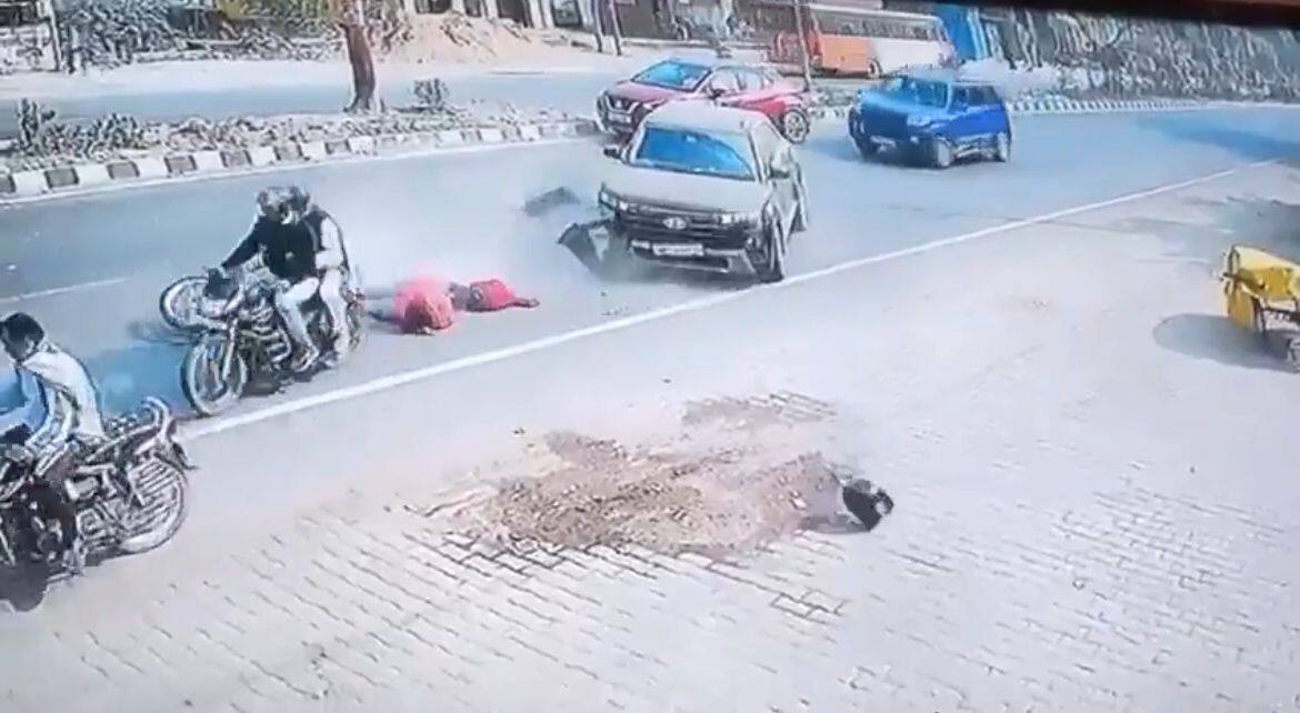 Caught on cam: 2 speeding cars strike biker, child back-to-back in UP ...