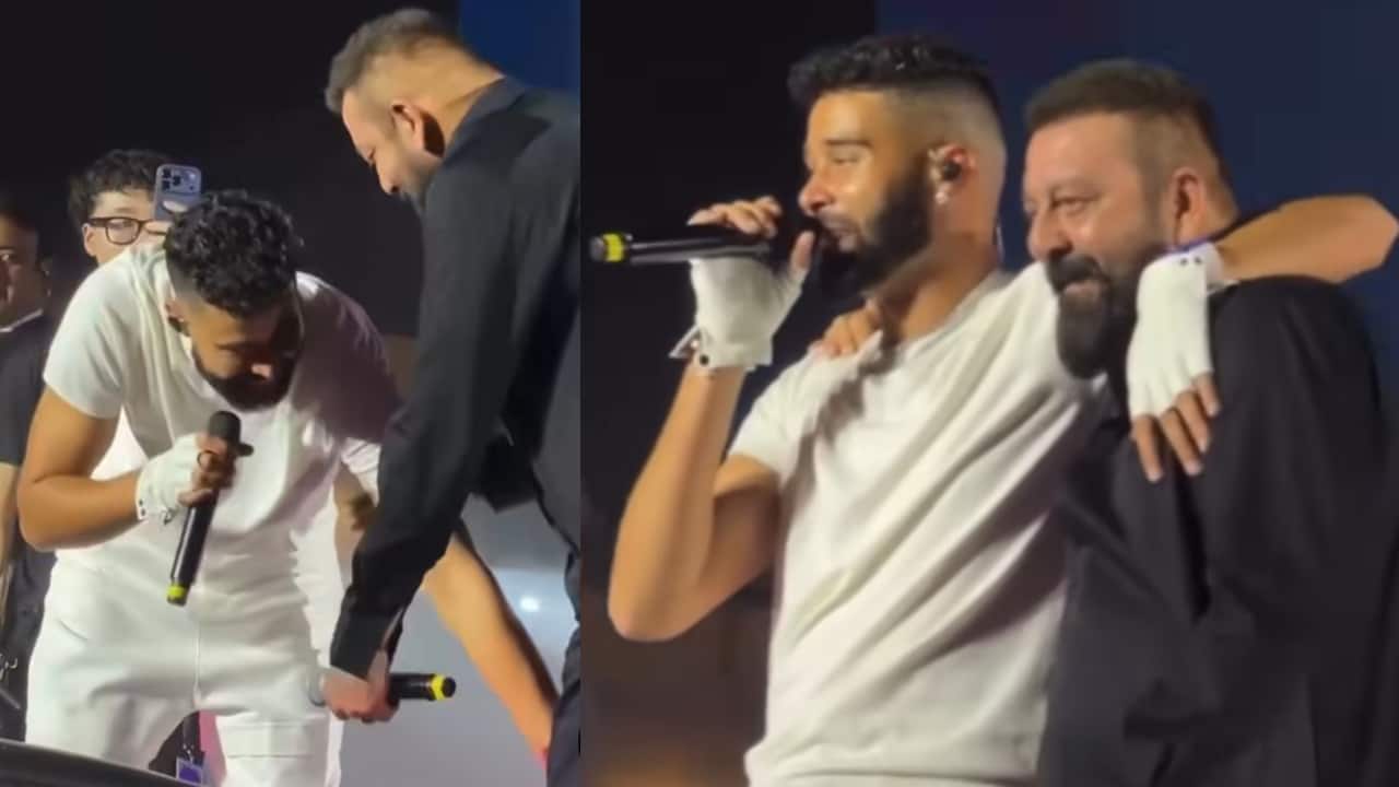 Sanjay Dutt joins AP Dhillon on stage at Mumbai concert, singer touches ...