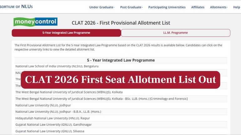 CLAT 2026 First Seat Allotment List Out at consortiumofnlus.ac.in ...