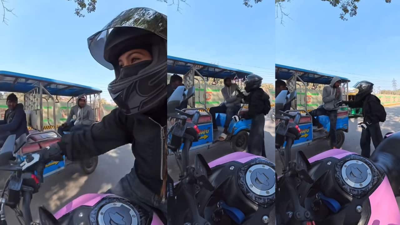 Woman biker slaps man for making obscene gestures at her in viral video ...