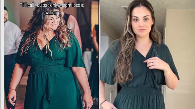 Woman slips into same dress after losing 45 kilos, the difference is ...