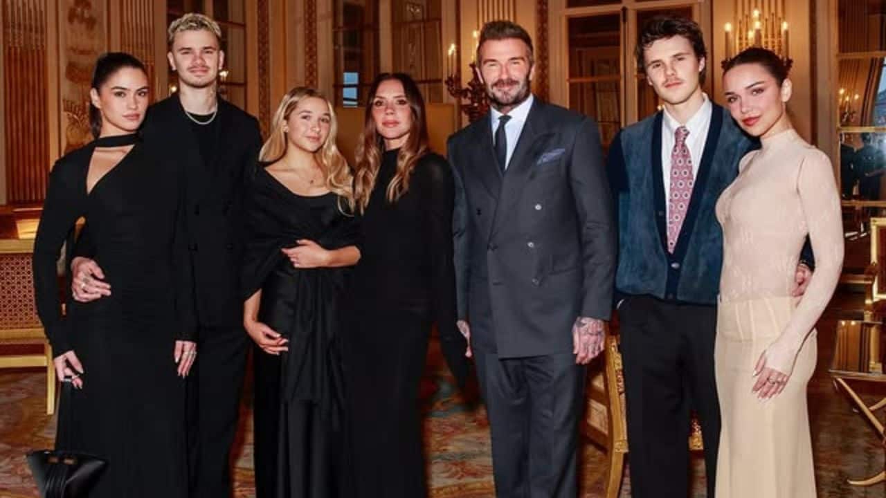 David Beckham, children support Victoria Beckham as she receives top ...