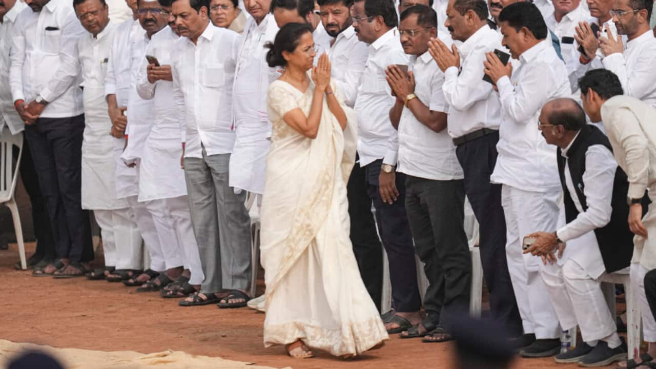 Supriya Sule meets Ajit Pawar's mother in Baramati