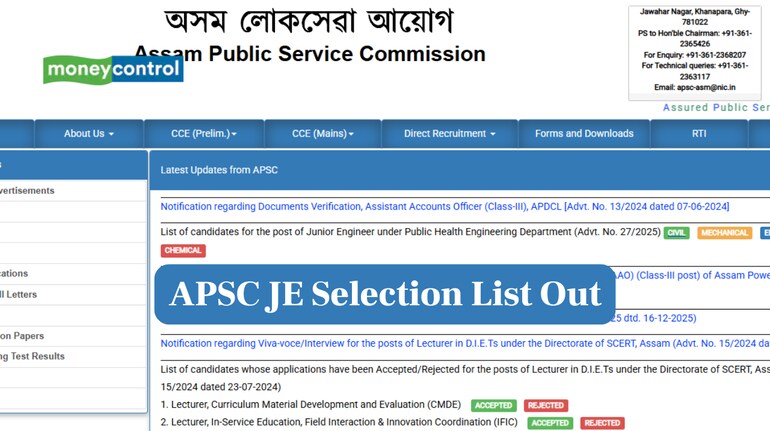 APSC JE Selection List 2026 Released at apsc.nic.in, Download Link Here