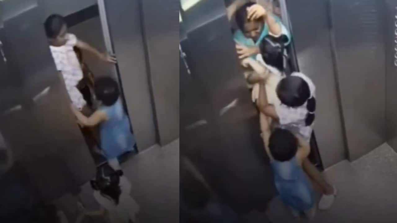 'She is a hero': Brave little girl stops closing lift doors to rescue ...