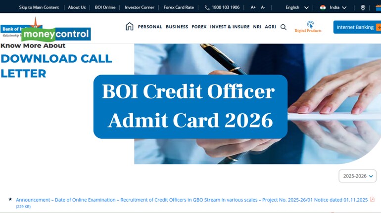 BOI Credit Officer Admit Card 2026 Released, Check Link to Download Here