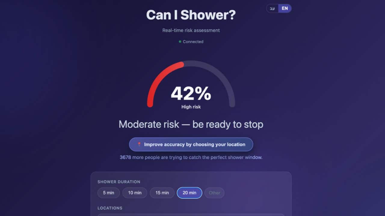 Israelis use website to check safest time to take a shower during ...
