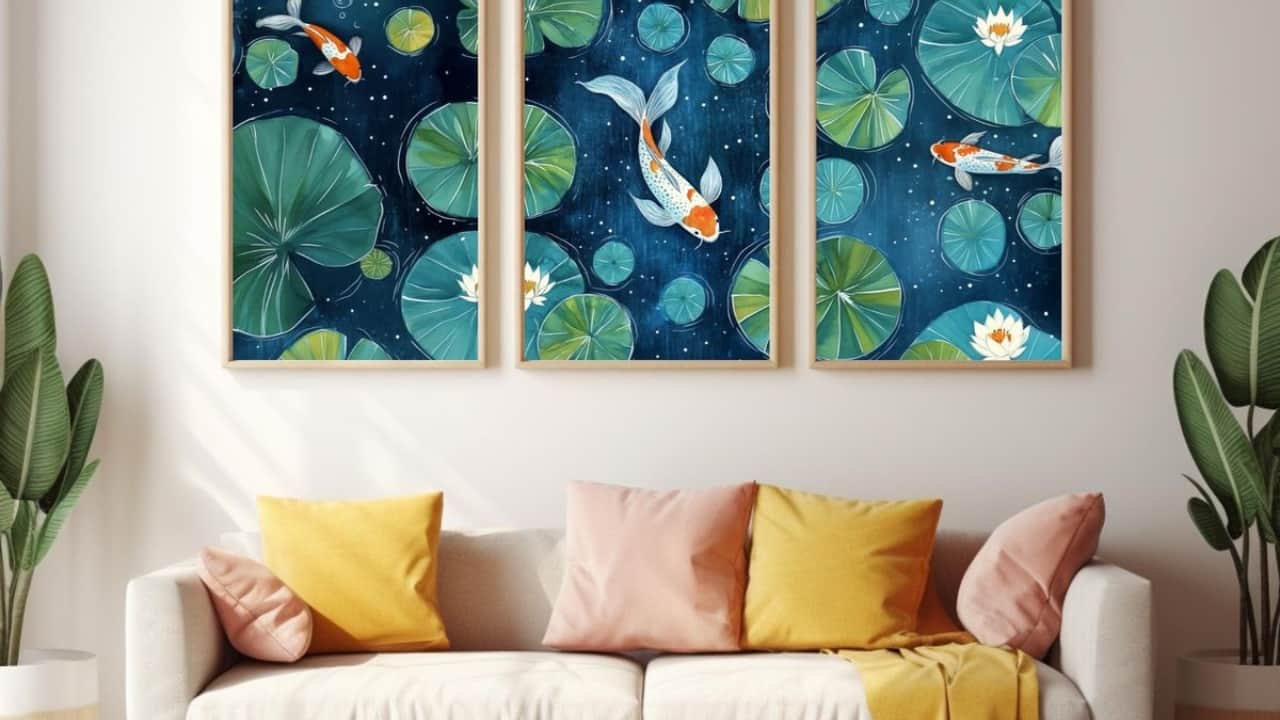 5 fish paintings for home walls to attract wealth and prosperity, as ...