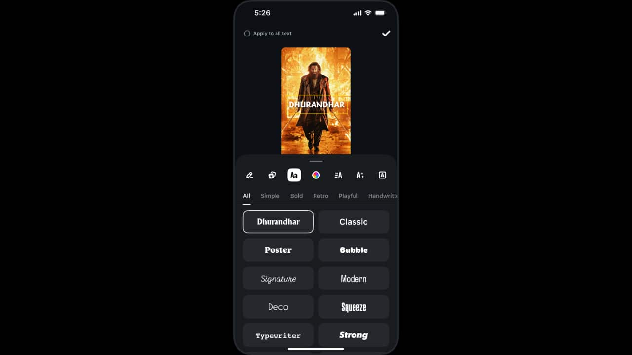 Instagram rolls out Dhurandhar 2-inspired font in Edits video editing app