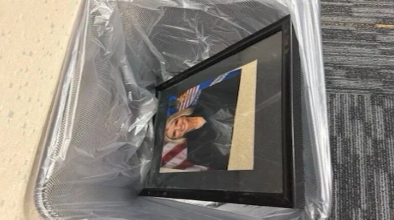 Hours after Trump fired Pam Bondi, her portrait found in trash at DOJ