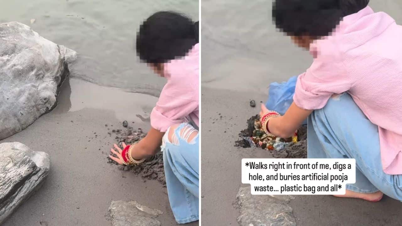 'The real sin': Woman dumping pooja waste near Ganga in Rishikesh ...