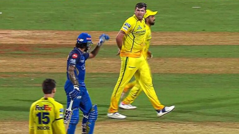 WATCH: Tilak Varma, Jamie Overton clash in heated moment during MI vs ...