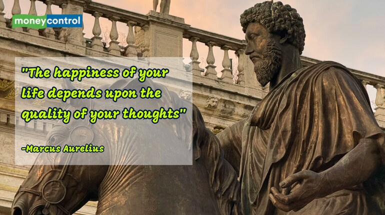 Quote of the day by stoic philosopher, Marcus Aurelius, "The happiness ...