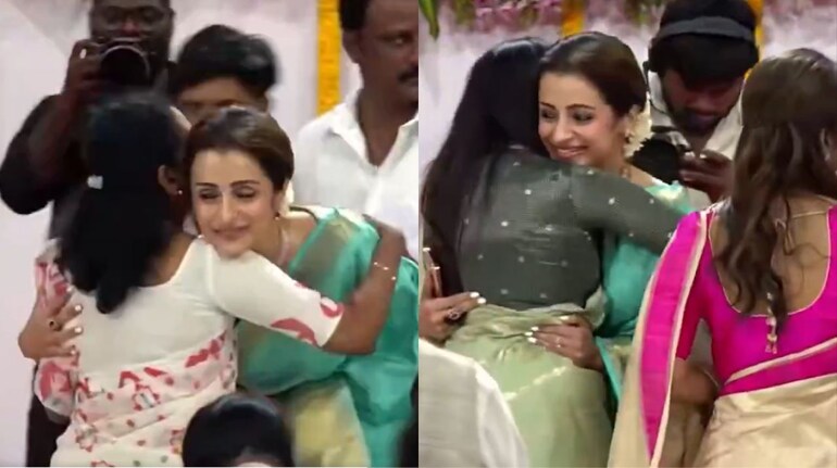 Trisha Krishnan hugs Vijay's mother, greets family during his CM oath ...