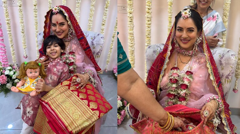 Mom-to-be Puja Banerjee glows in traditional godh bharai ceremony with ...