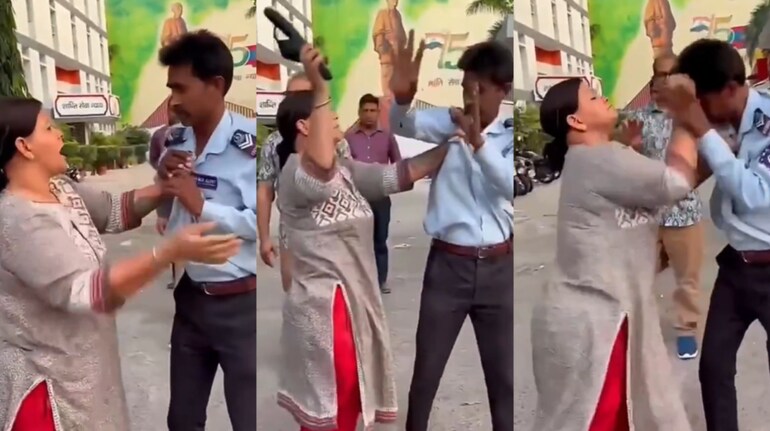 Watch: Delhi woman slaps security guard with sandal as cops remain ...