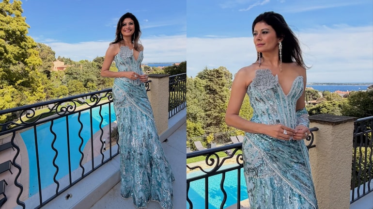 Pooja Batra dazzles in Icy blue gown at Cannes 2026, poses with Lulia ...
