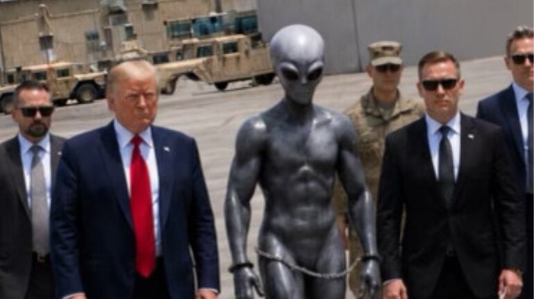 Trump shares AI image of chained alien and internet explodes