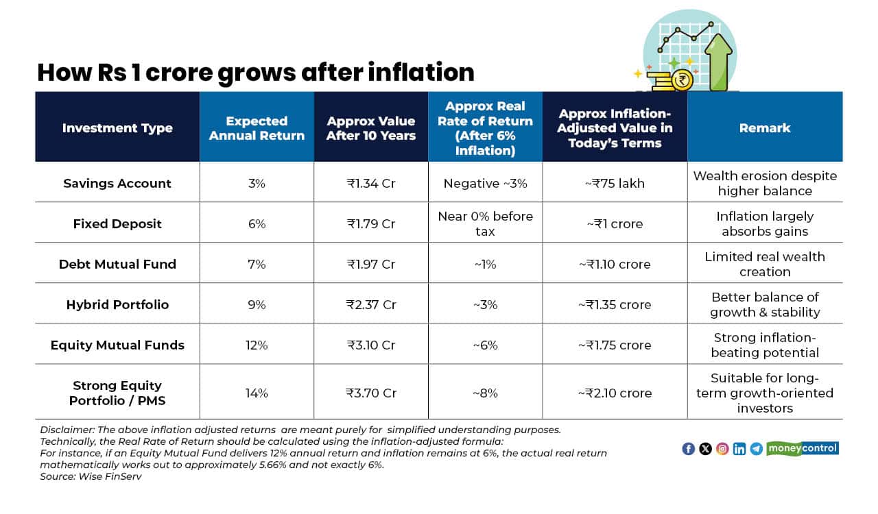 How Rs 1 crore can lose value over 10 years if your money stays in ...