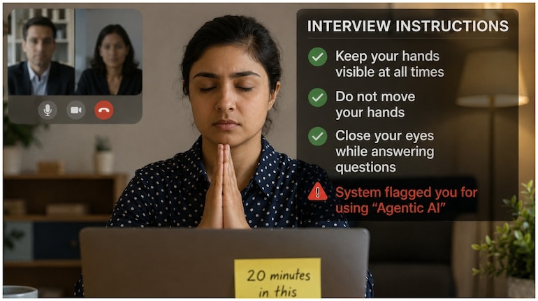 Candidate asked to fold hands, close eyes during interview. Still ...