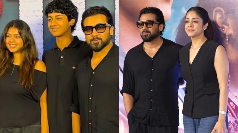 Karuppu actor Suriya makes rare appearance with son and daughter at ...